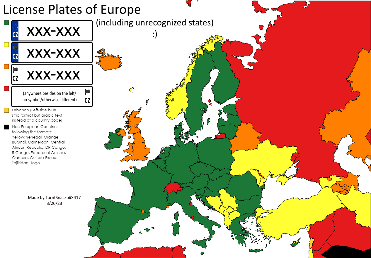 Standardization (and foreign adoption) of European License Plates ...